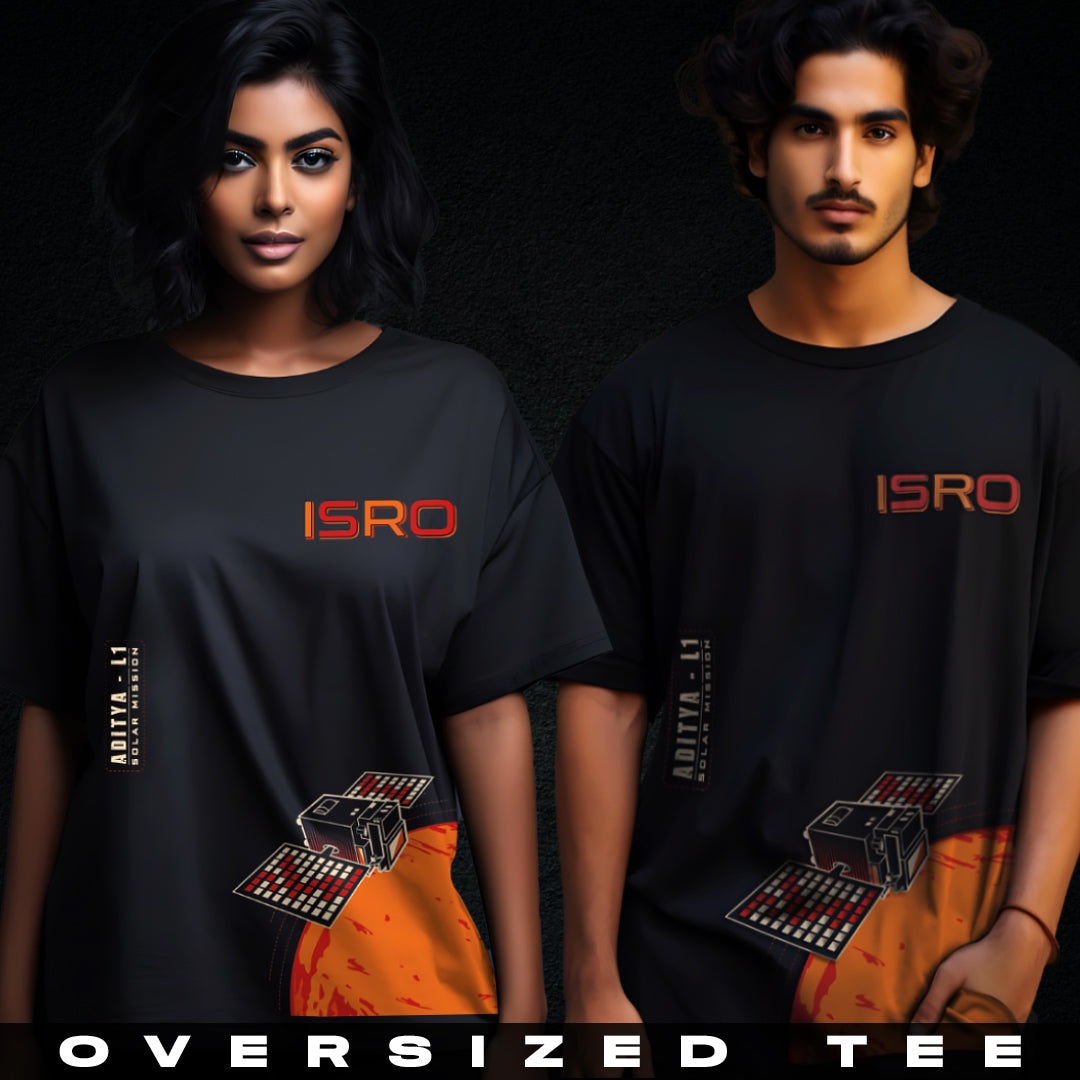 ISRO Aditya L1 Black Oversized T-Shirt – A47