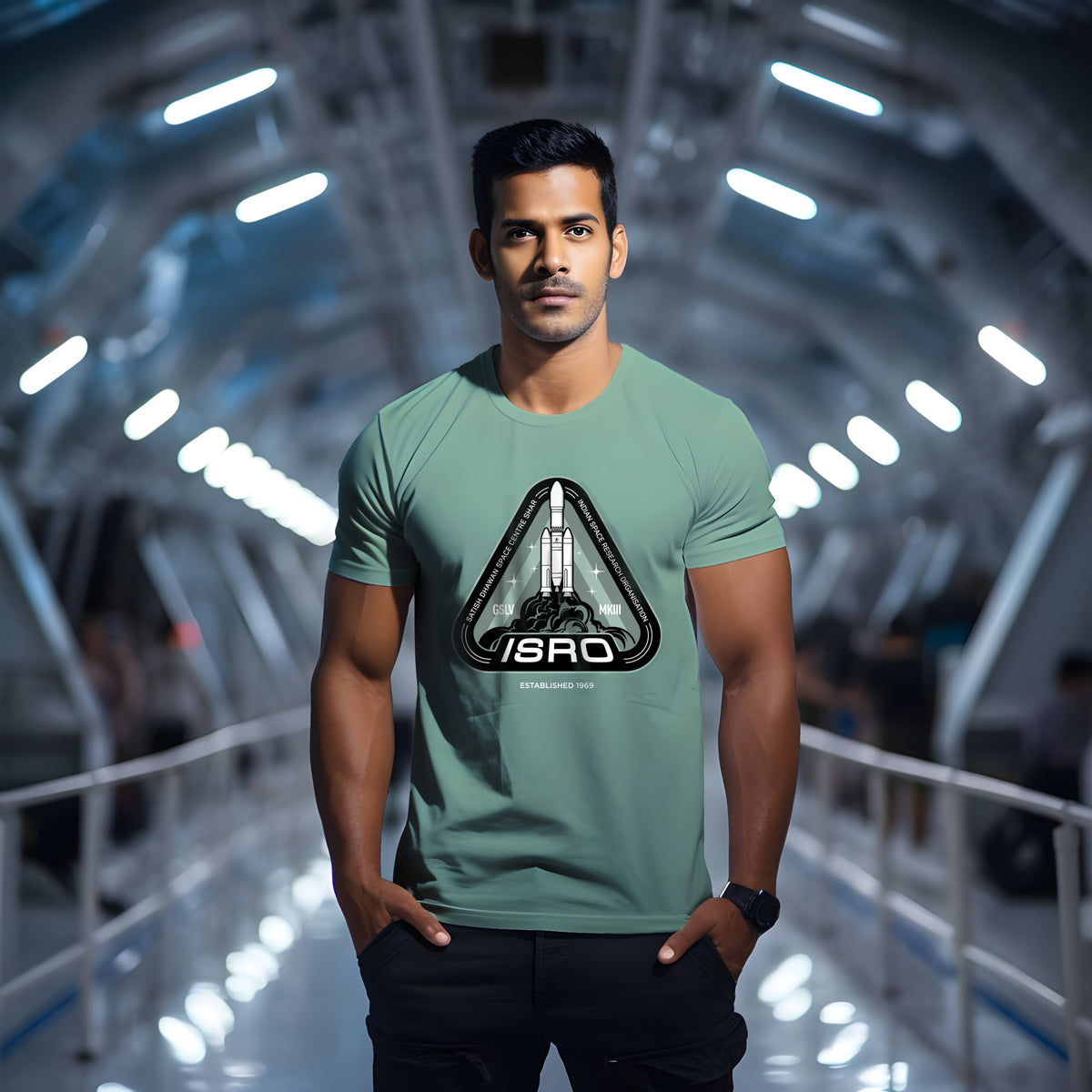 ISRO White T-Shirt with print for men – A47