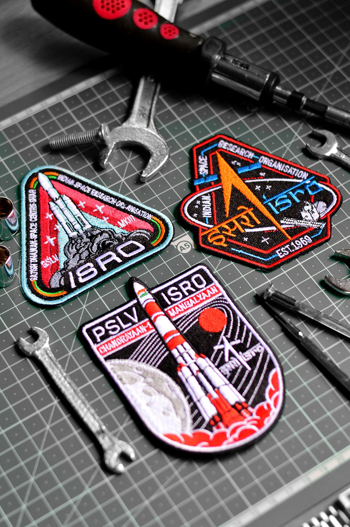 ISRO Classic Logo, GSLV MK III and PSLV Iron On Badge - Pack of 3 – A47